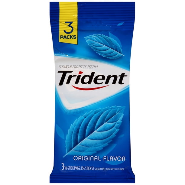 Trident Sugar-Free Original Flavor Gum, 18 Pieces, 3 Count - Walmart.com