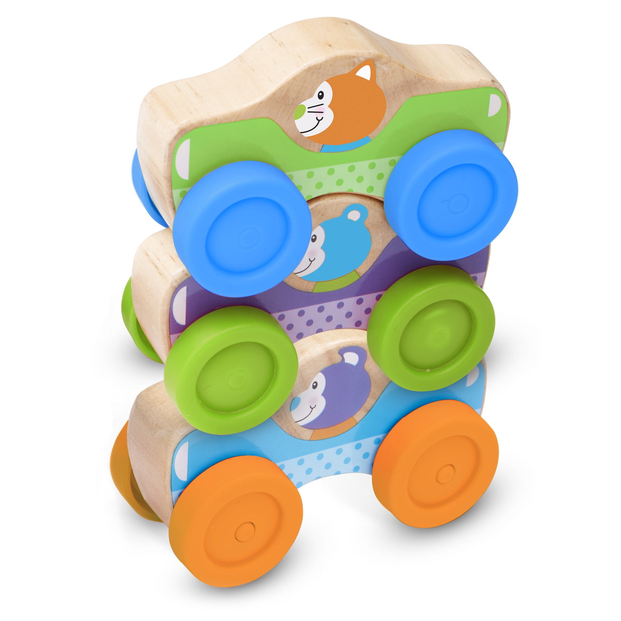 Melissa & Doug First Play Wooden Animal Stacking Cars (3 pcs) - Walmart.com