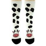 ThisWear Black & White Cow Print Novelty Crew Socks, 1-Pair, Perfect ...