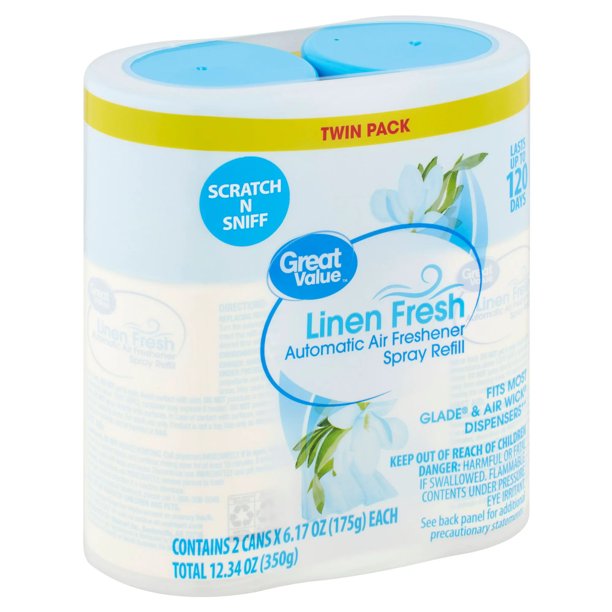 Great Value Automatic Air Freshener Spray Refill, Linen Fresh, 2 pieces - Walmart.com