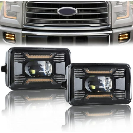 F150 LED Fog Lights with Amber Turn Signal Daytime Running Light Front ...