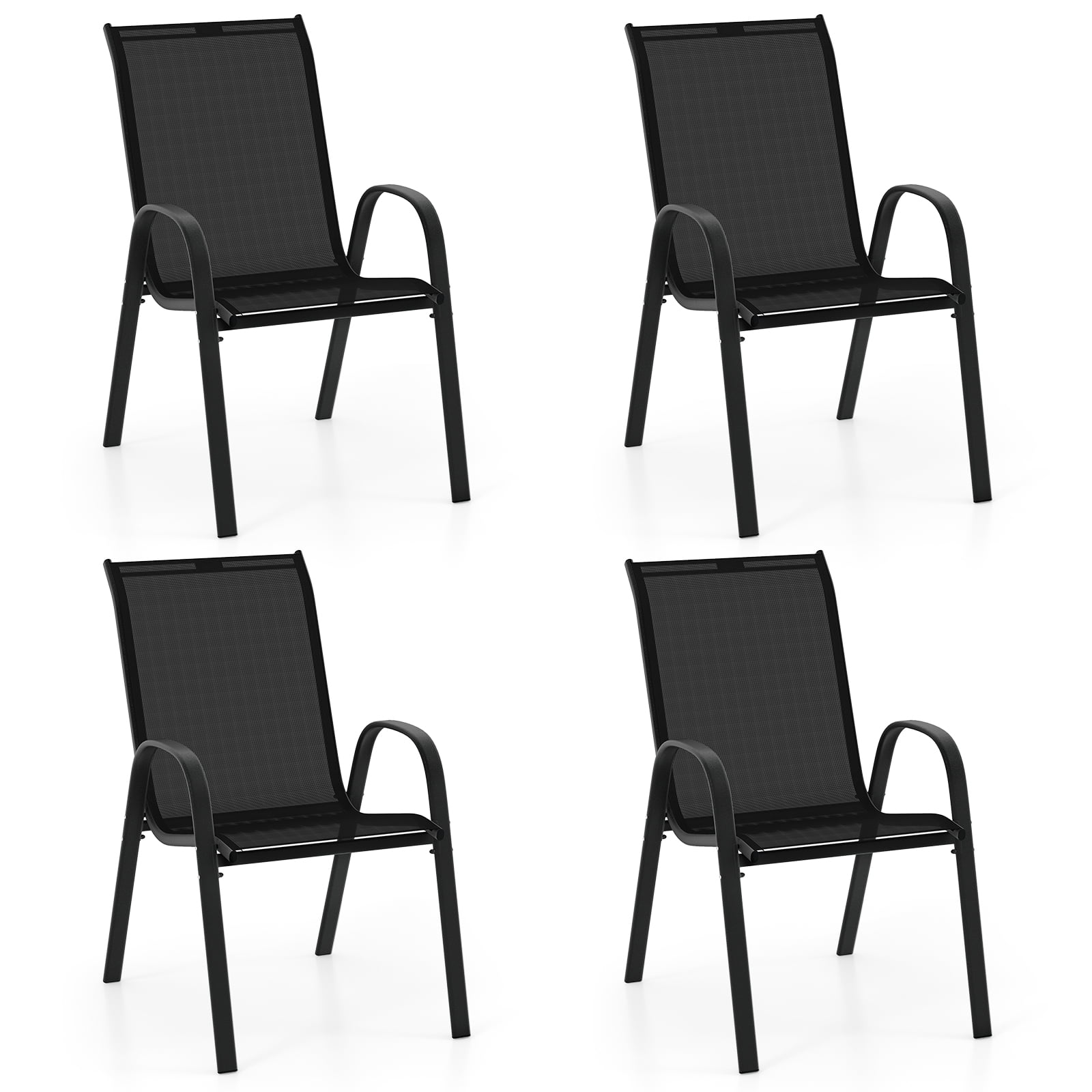 Click here for Costway Set Of 4 Patio Dining Chairs Stackable Arm... prices