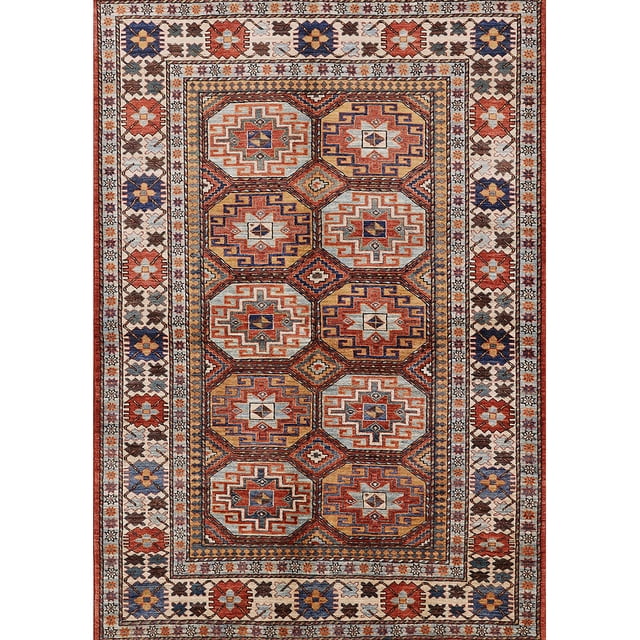 Ahgly Company Indoor Rectangle Mid-Century Modern Camel Brown Oriental ...