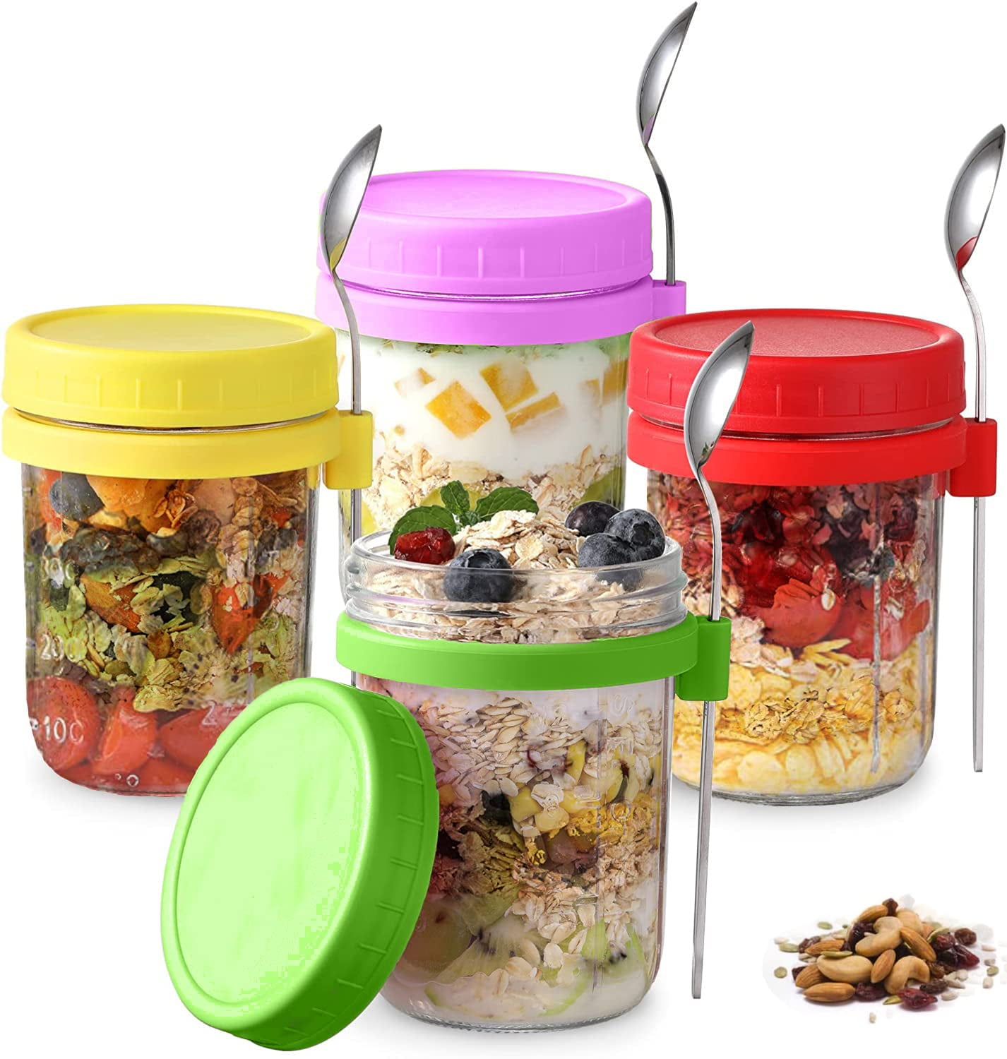 Recipientes de avena Overnight Oats Hcojoul de vidrio 500 ml 4 unidades ...