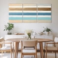 Abstract Gradient Stripe Canvas Wall Art 3 Panels, Blue Brown ...
