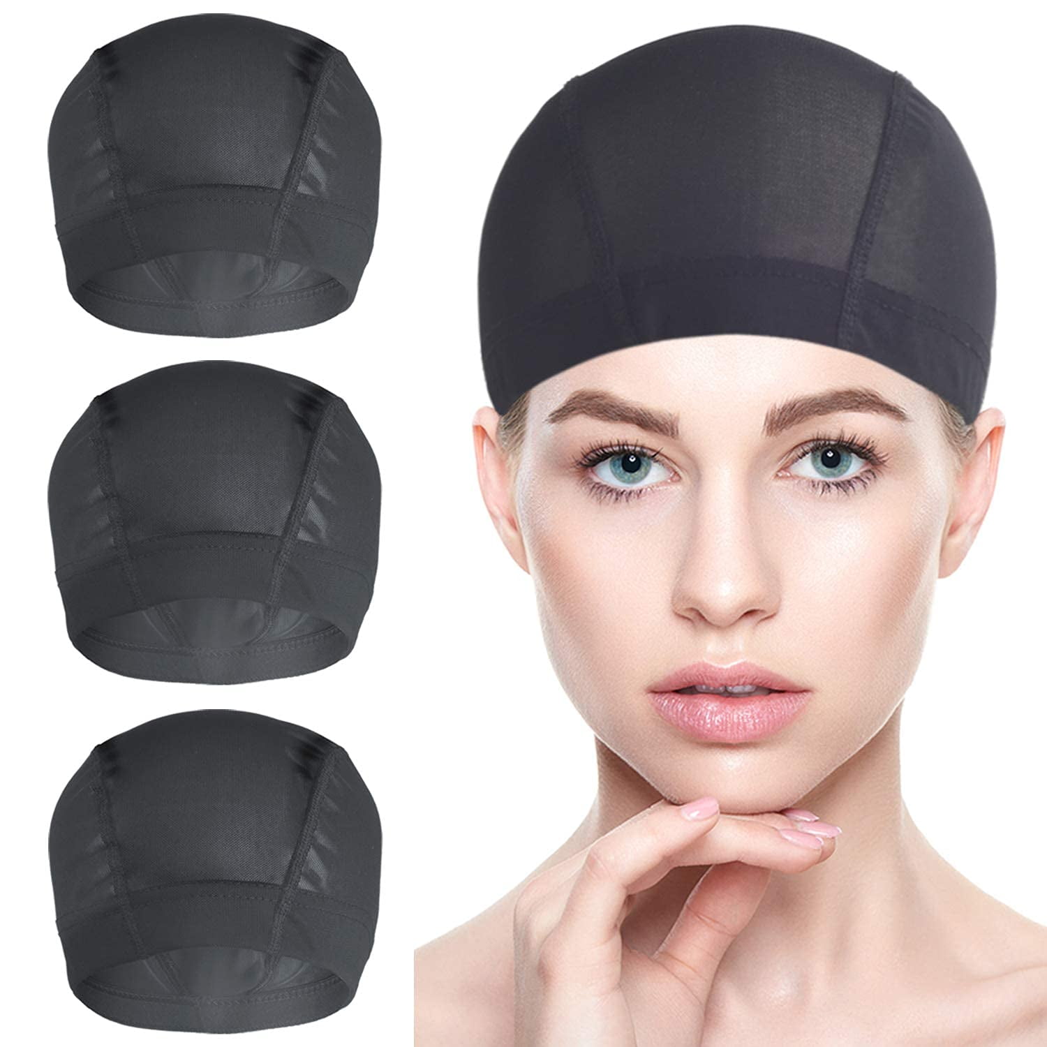 3 PACK Wig Caps for Wig Making - Stretchable Dome Mesh Wig Caps for ...