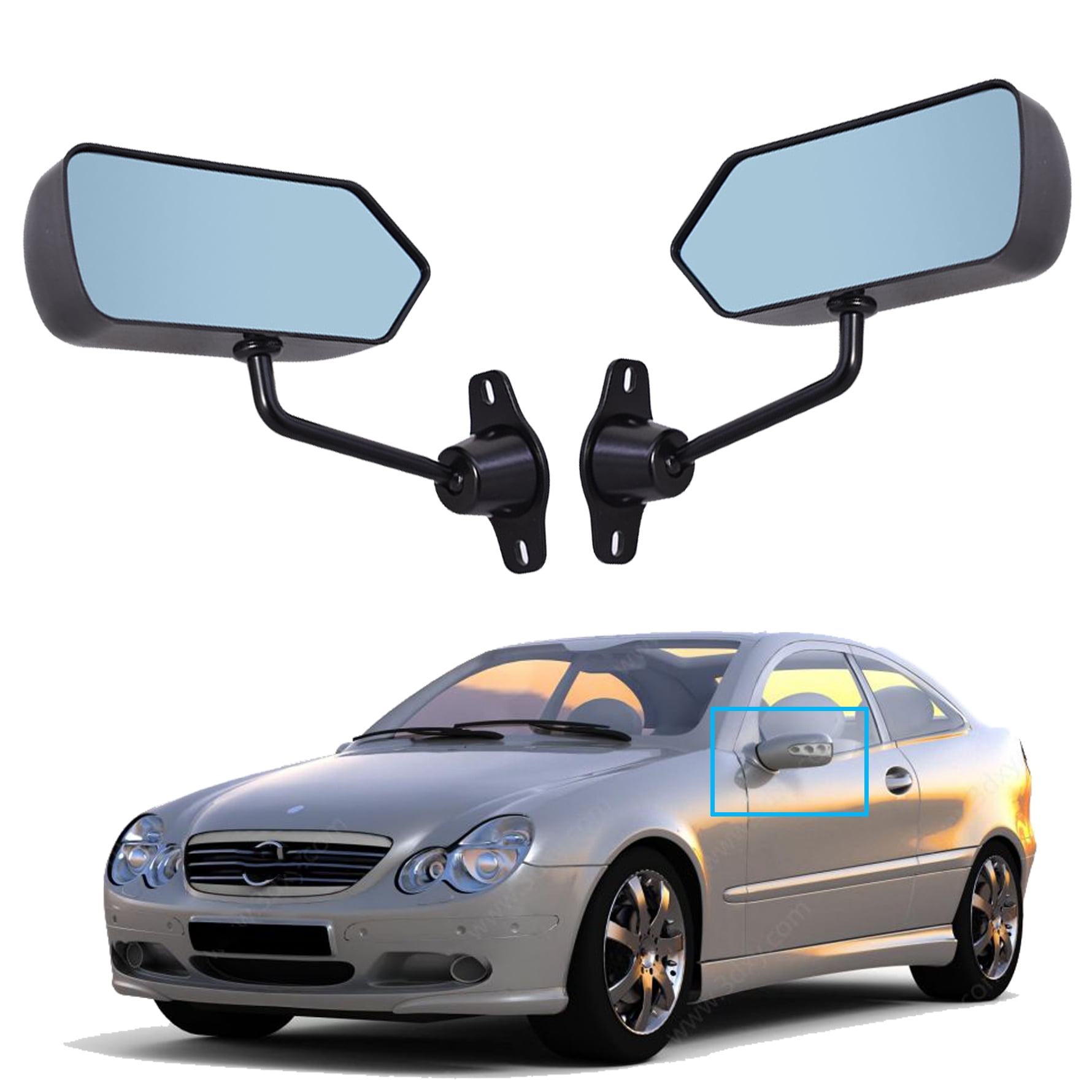 munirater Universal F1 Style Side Mirrors Glossy Black Rear View Mirror ...