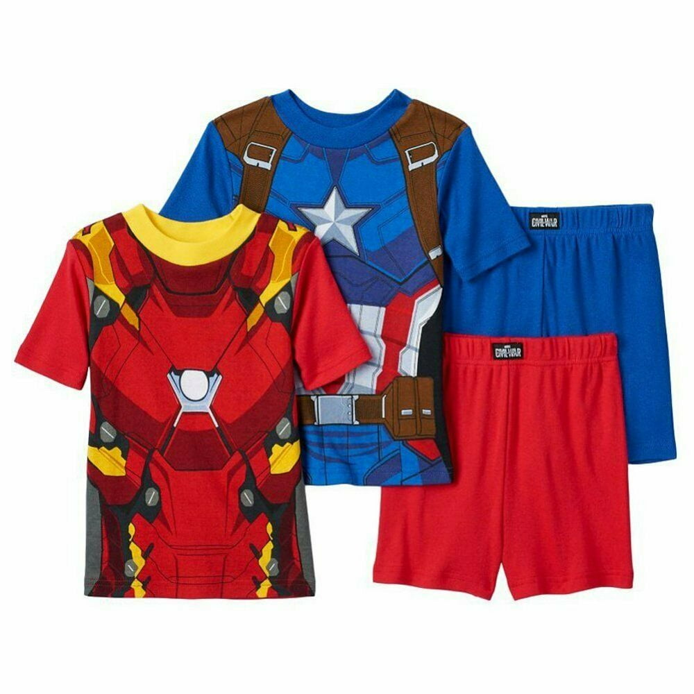 Marvel - Marvel Captain America Iron Man 4 PC Costume Tight Fit Cotton ...