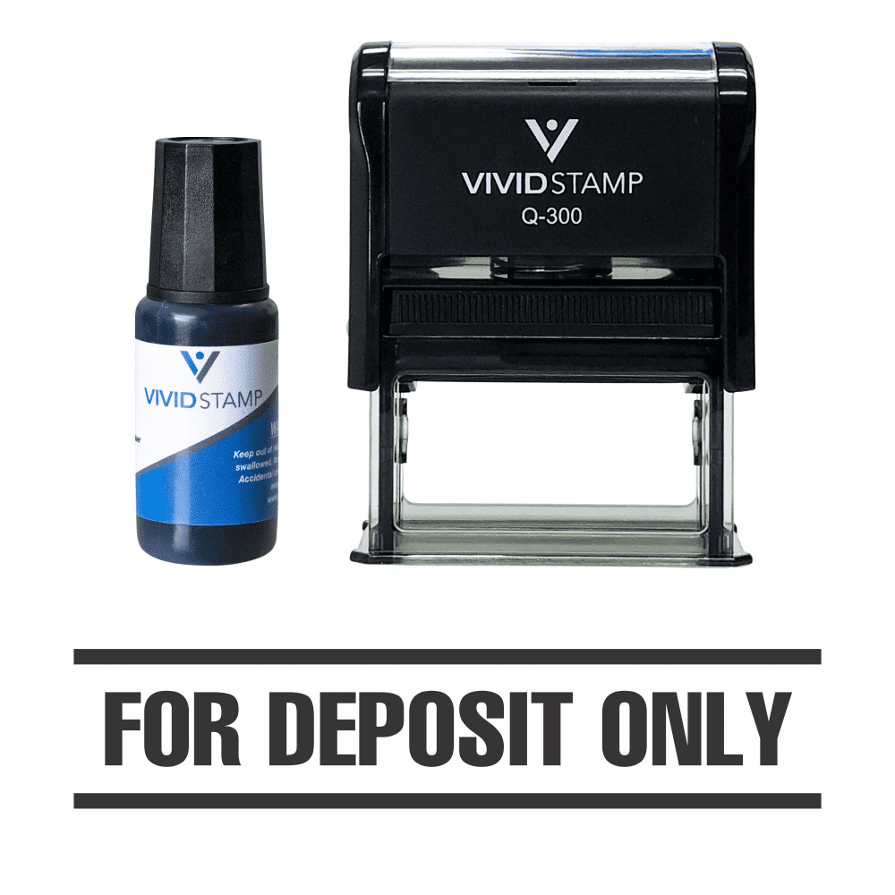 Vivid Stamp For Deposit Only Self Inking Rubber Stamp Combo with Refill ...