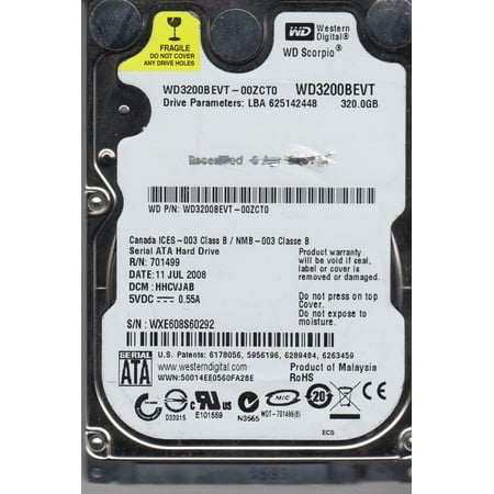 WD3200BEVT-00ZCT0, DCM HHCVJAB, Western Digital 320GB SATA 2.5 Hard ...