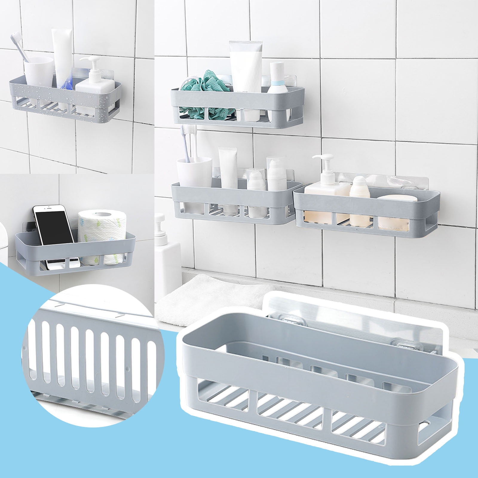 Mishuowoti Bathroom Rack Wall Mounted Bathroom Suction Wall Toilet ...