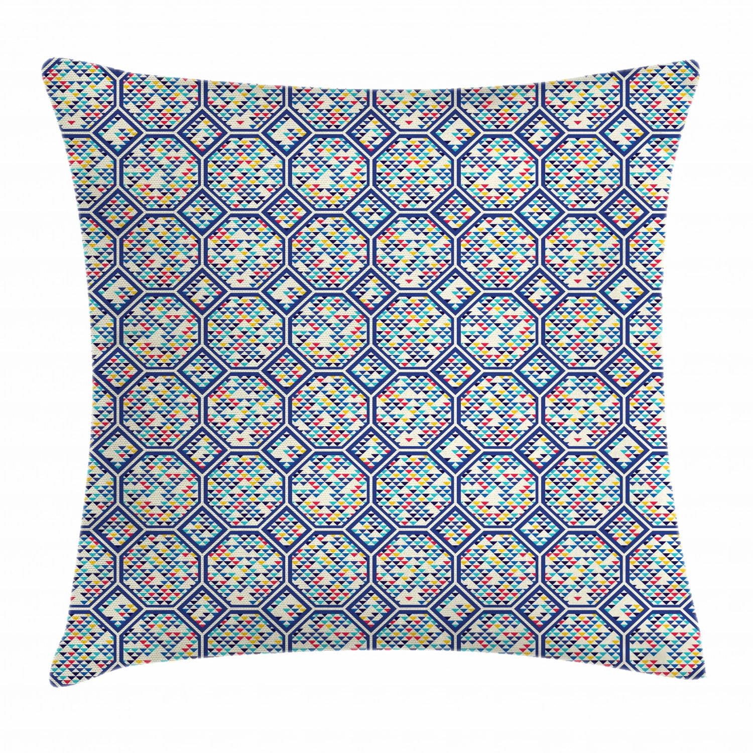 Geometric Throw Pillow Cushion Cover Abstract Pattern Of Triangles And Hexagons As Continuous