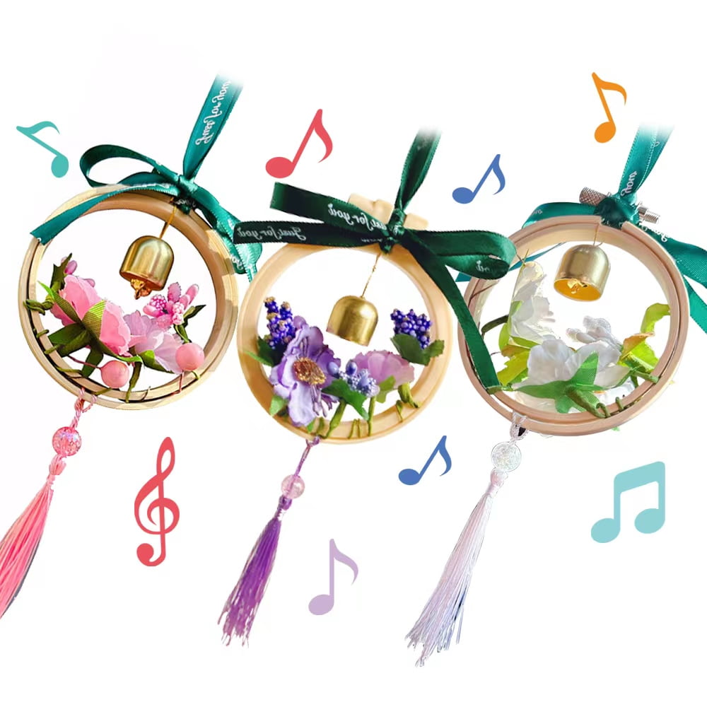 SHELLTON 3Pcs Home Decor Bamboo Metal Ring Hoops DIY Wind Chimes Crafts ...