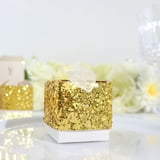 Efavormart 25 Pack | 2" Gold Sequin Glitter Mini Gift Boxes With White ...
