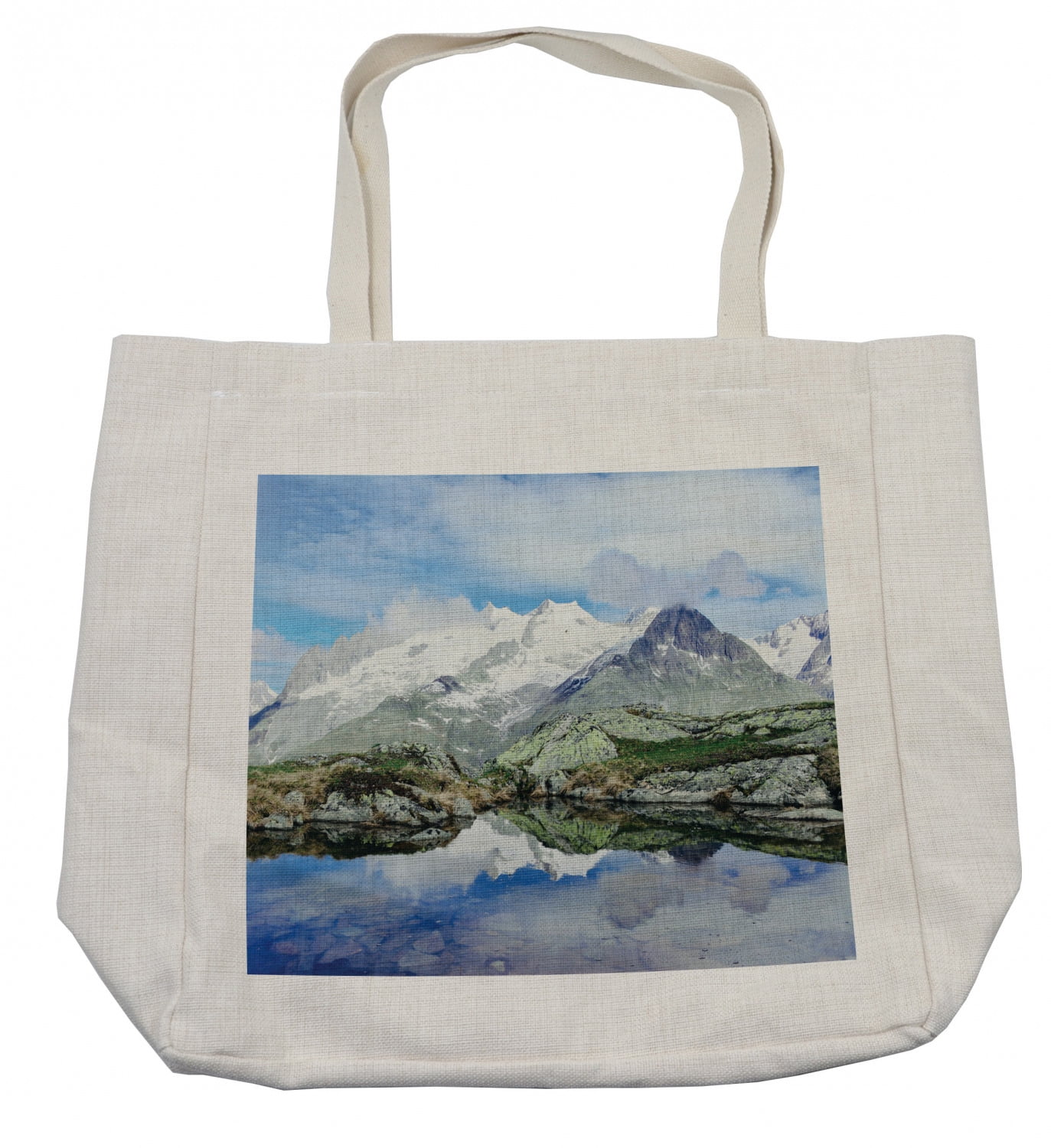Landscape Shopping Bag, Mountain Lake in the Alps Outdoor Scenic ...