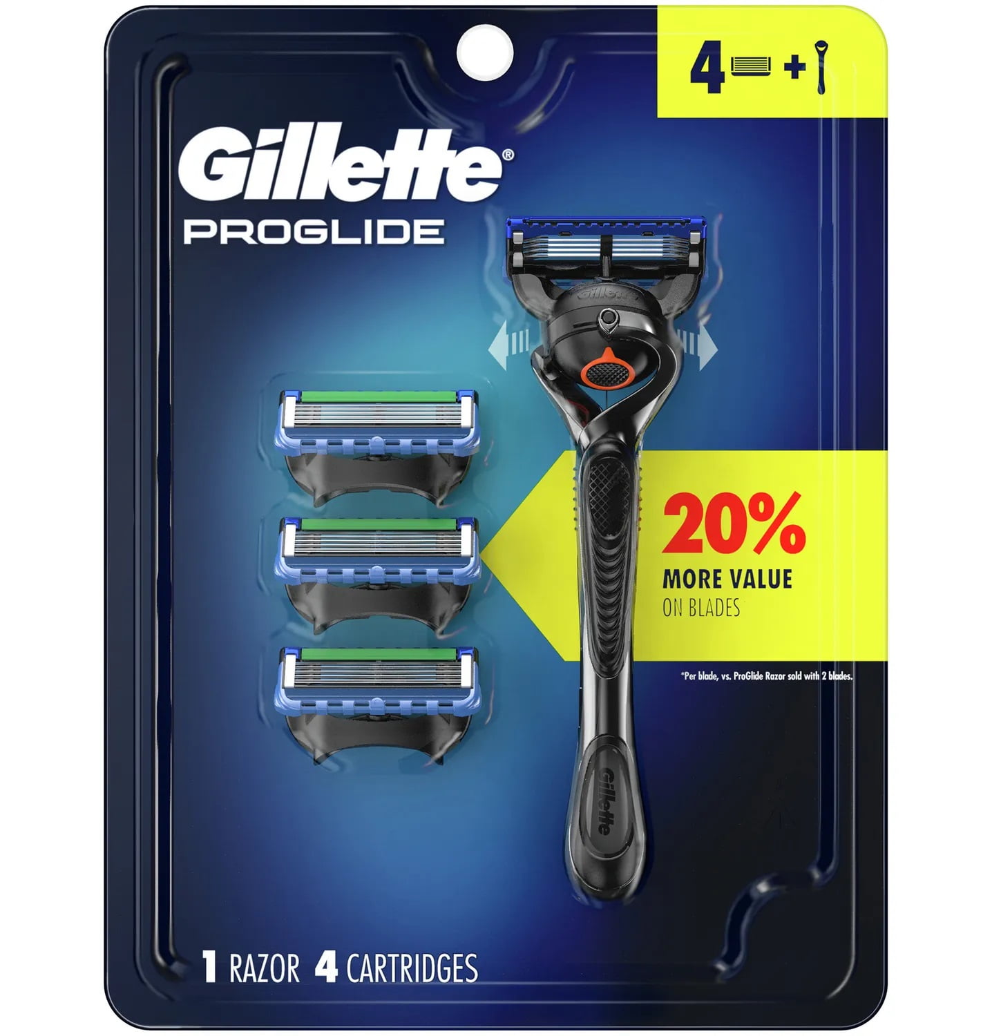 Gillette Proglide 1 Razor Handle + 4 Refill Blade Cartridges - Walmart.com
