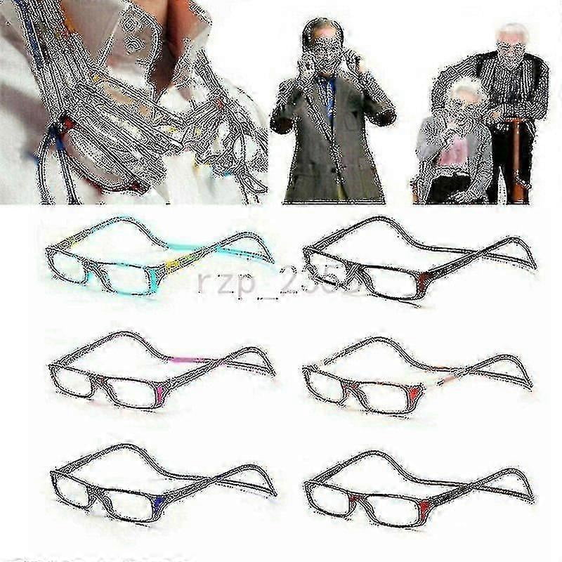 Folding Magnetic Reading Glasses Snap Click Front Neck Hanging ...