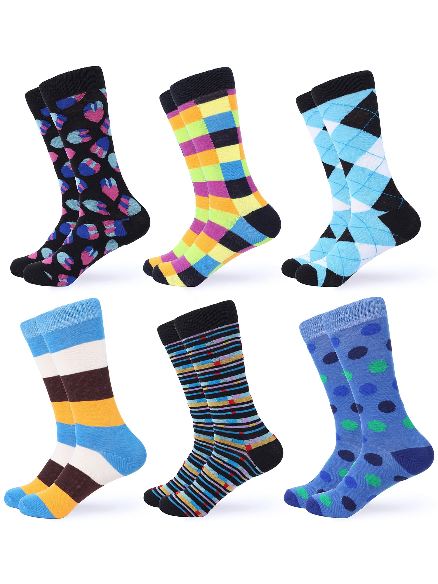 Cool Colorful Dress Socks 6 Pack - Walmart.com