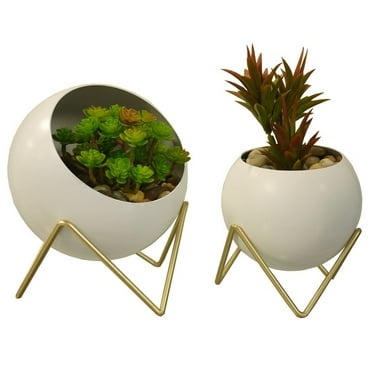 Modern Geometric Planter Stand and Pot Set of 2 - Walmart.com