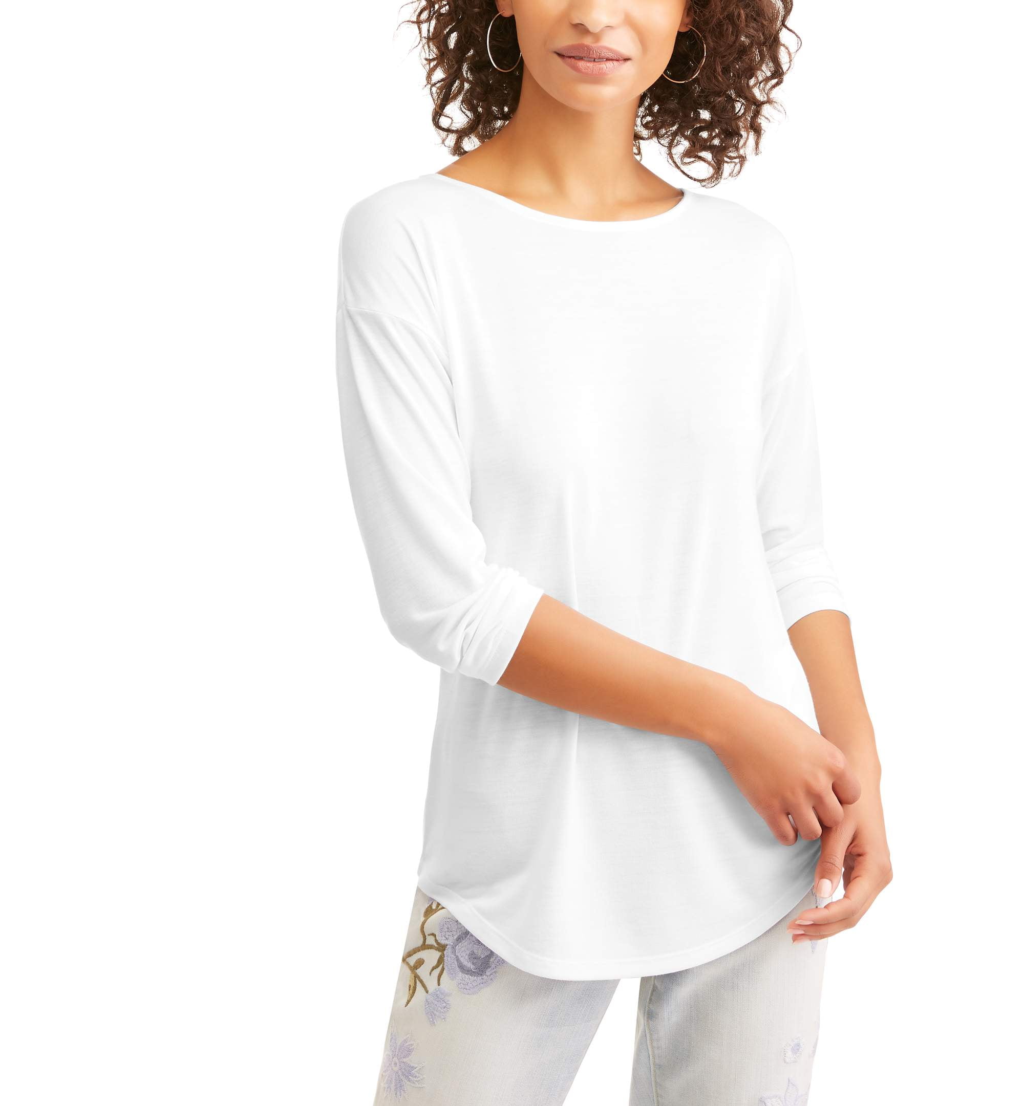 Womens 3 4 Sleeve Classic Boatneck T Shirt