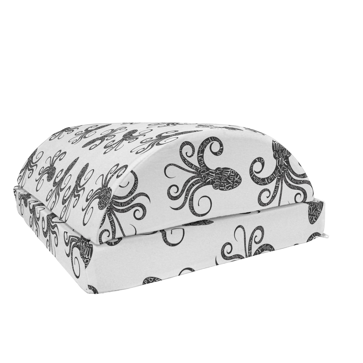 Octopus Foot Rest, Pattern with Typographic Monochrome Octopus ...