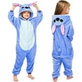 Unisex Kids Stitch One-Piece Soft Flannel Animal Pajamas Anime Cosplay ...