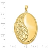 14k Yellow Gold Polished Holds 2 photos Oval Heavy Weight Locket ...