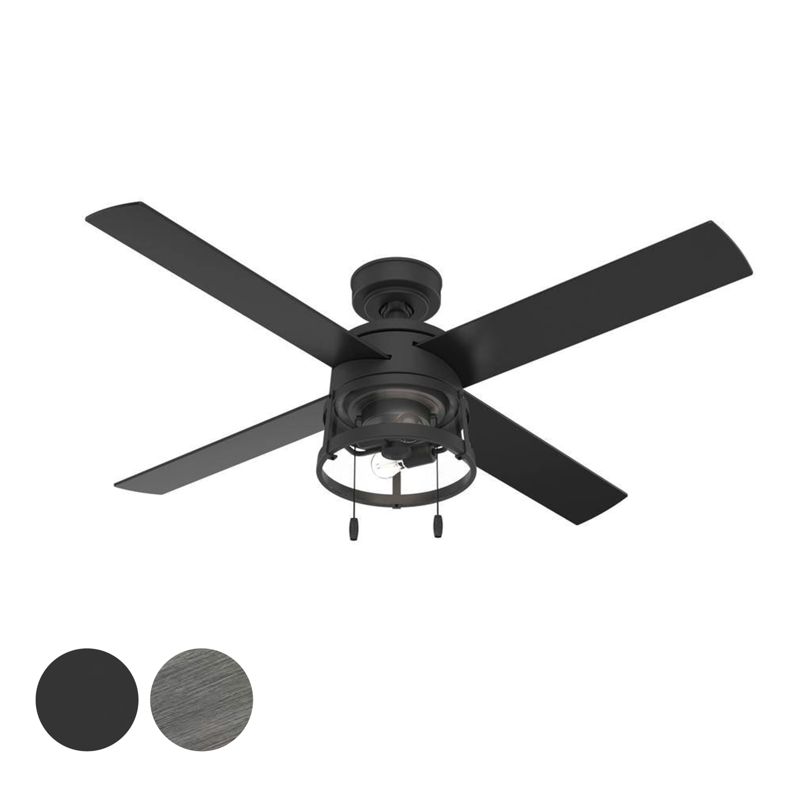 Restored Hunter Fan 52 Inch Matte Black Indoor/Outdoor Ceiling Fan with ...