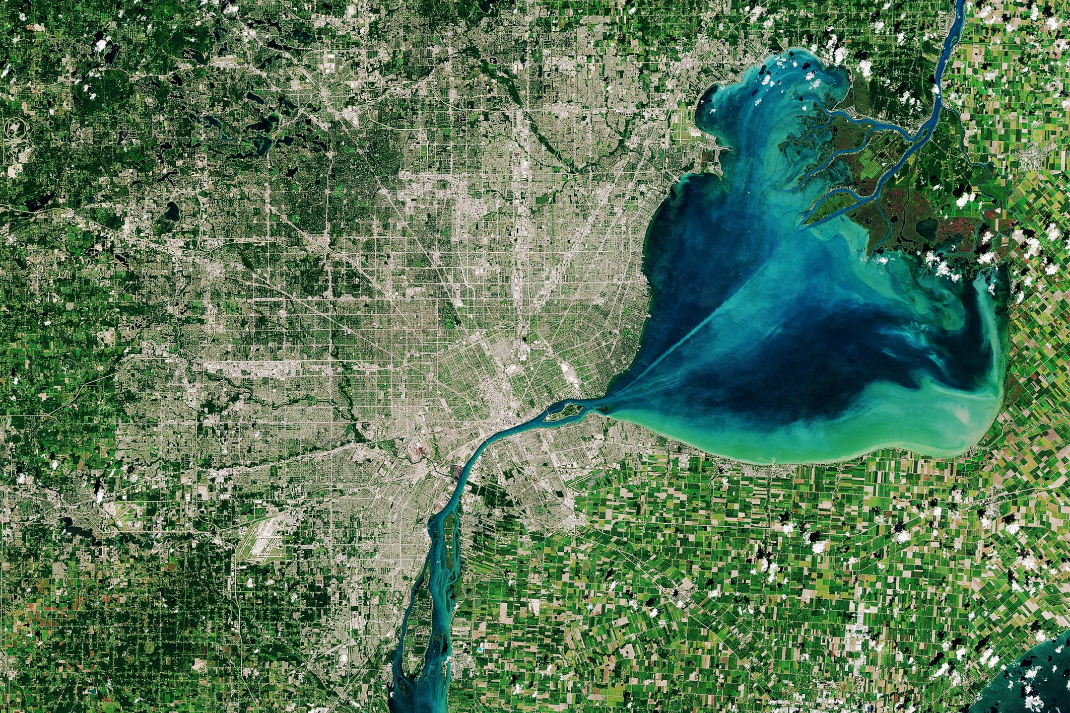 24x36 gallery poster, Detroit Satellite image map 2021hi-resolution ...