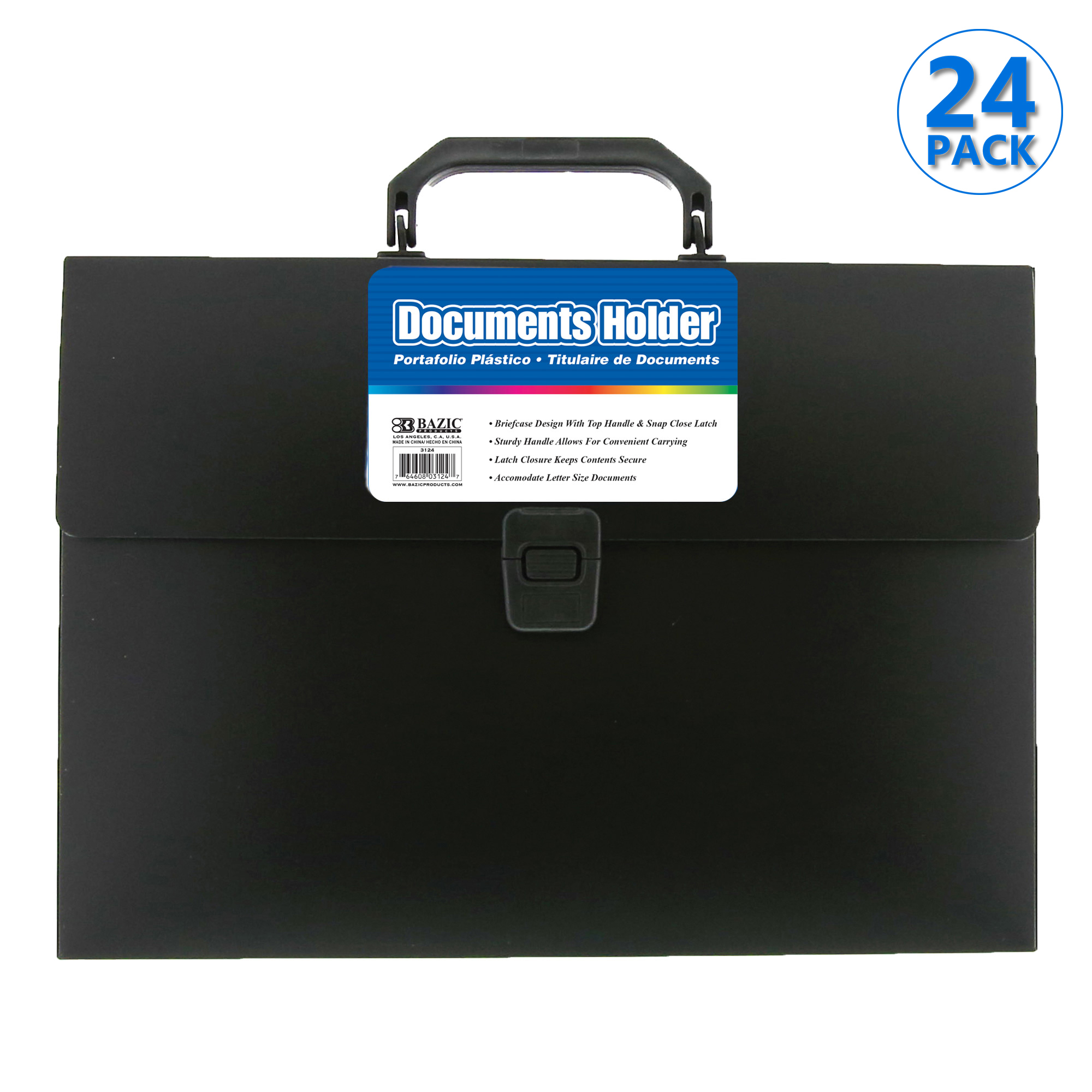 BAZIC Plastic File Folder Case w/Handle, Letter Size File Holder, 24 ...