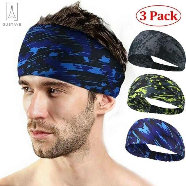 Gustave 3-Pack Sports Fitness Headbands for Men Women, Athletic Workout ...