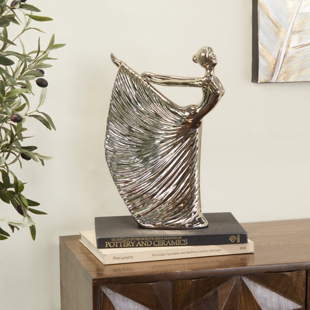 11" x 15" Silver Porcelain Dancer Sculpture, by DecMode - Walmart.com