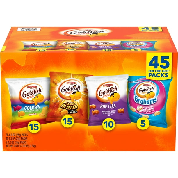 Pepperidge Farm Goldfish Crackers Sweet & Savory Variety Pack Box, 45 ...