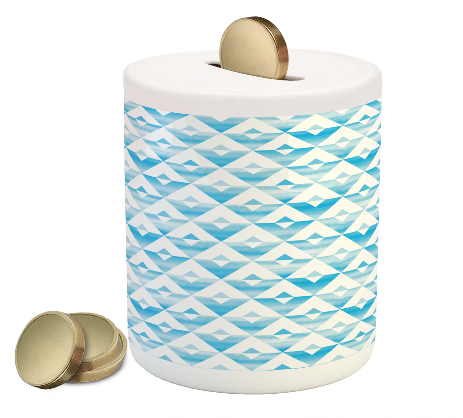 Modern Piggy Bank, Geometric Contemporary Shapes Triangle Line with ...