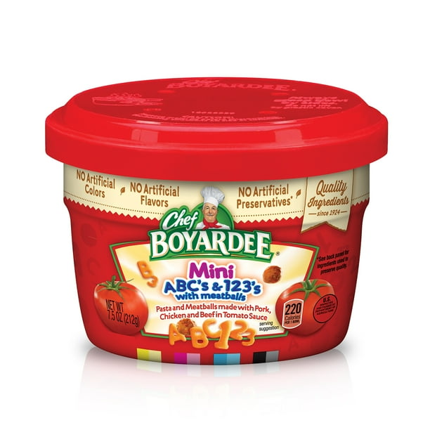 Chef Boyardee Mini-Bites ABC's & 123's Pasta with Meatballs, 7.5 Oz ...