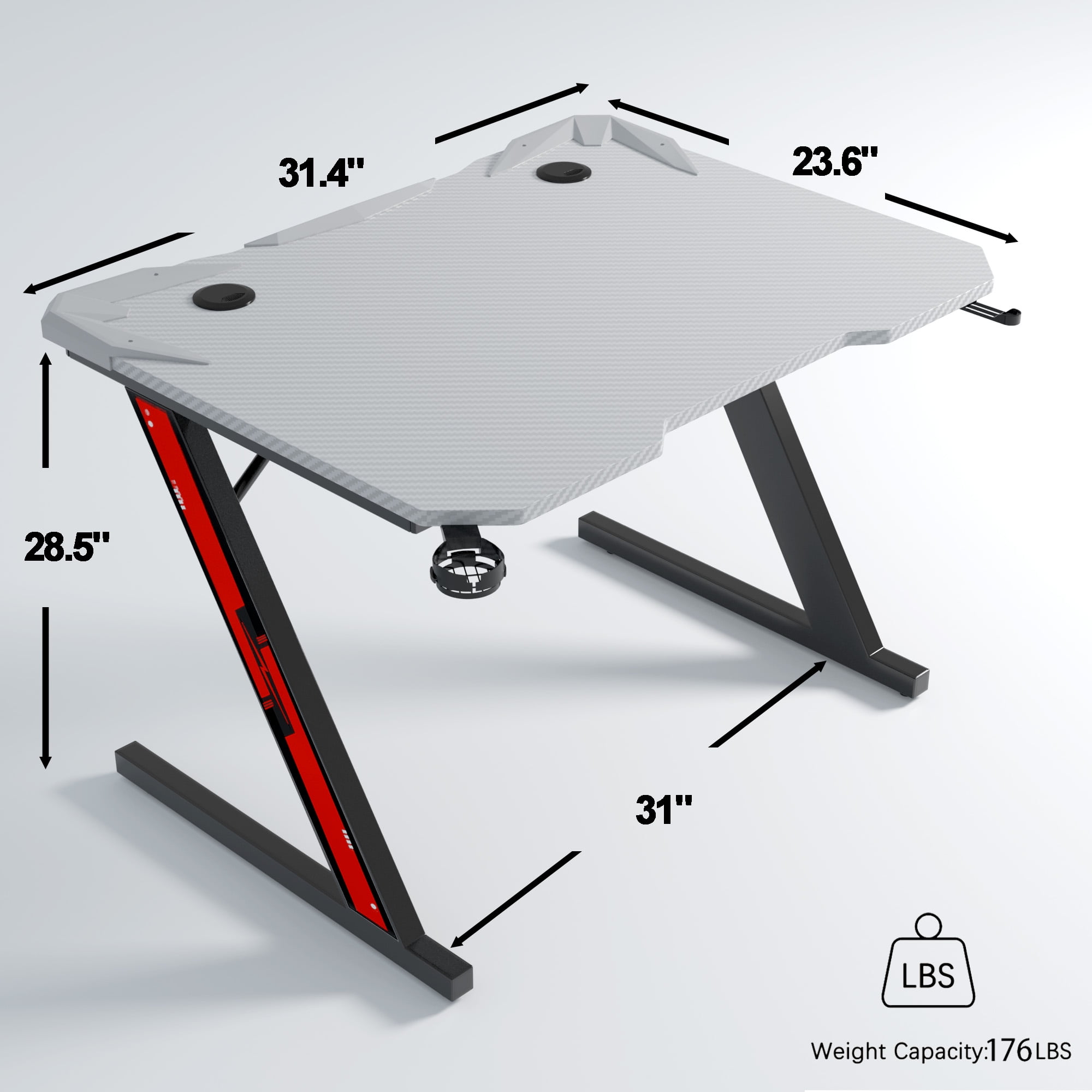 Homall 32 Inches Wide Z-Shaped Computer Gaming Desk with Homall 32 Inches Wide Z-Shaped Computer Gaming Desk with