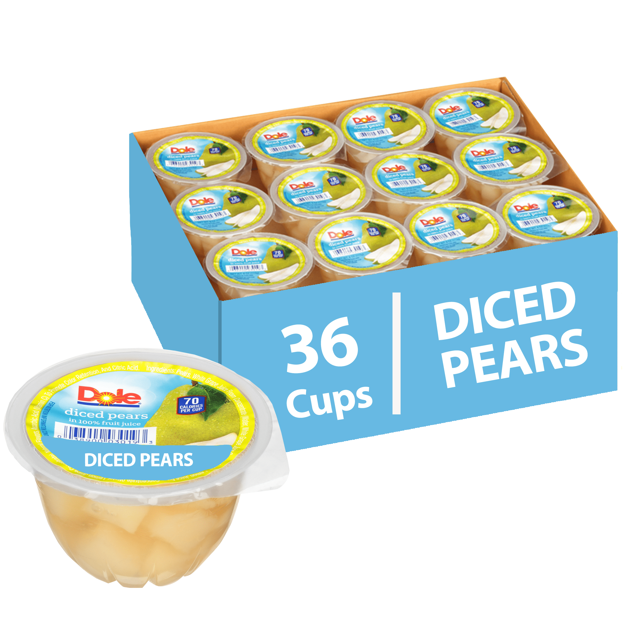 (36 Cups) Dole Fruit Bowls Diced Pears in 100% Fruit Juice, 4 oz ...