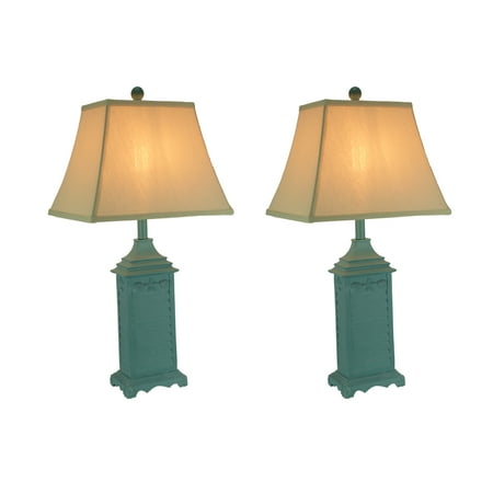 Blue Seashell Shutter Table Lamp with Fabric Shade Set of 2 | Walmart ...