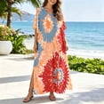 Arlun Summer Colorful Floral Print Maxi Dresses for Women V-Neck Loose ...