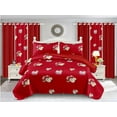 9 Pcs Floral Bedding Set with Curtains, Red Bedspread and Pillowcase ...