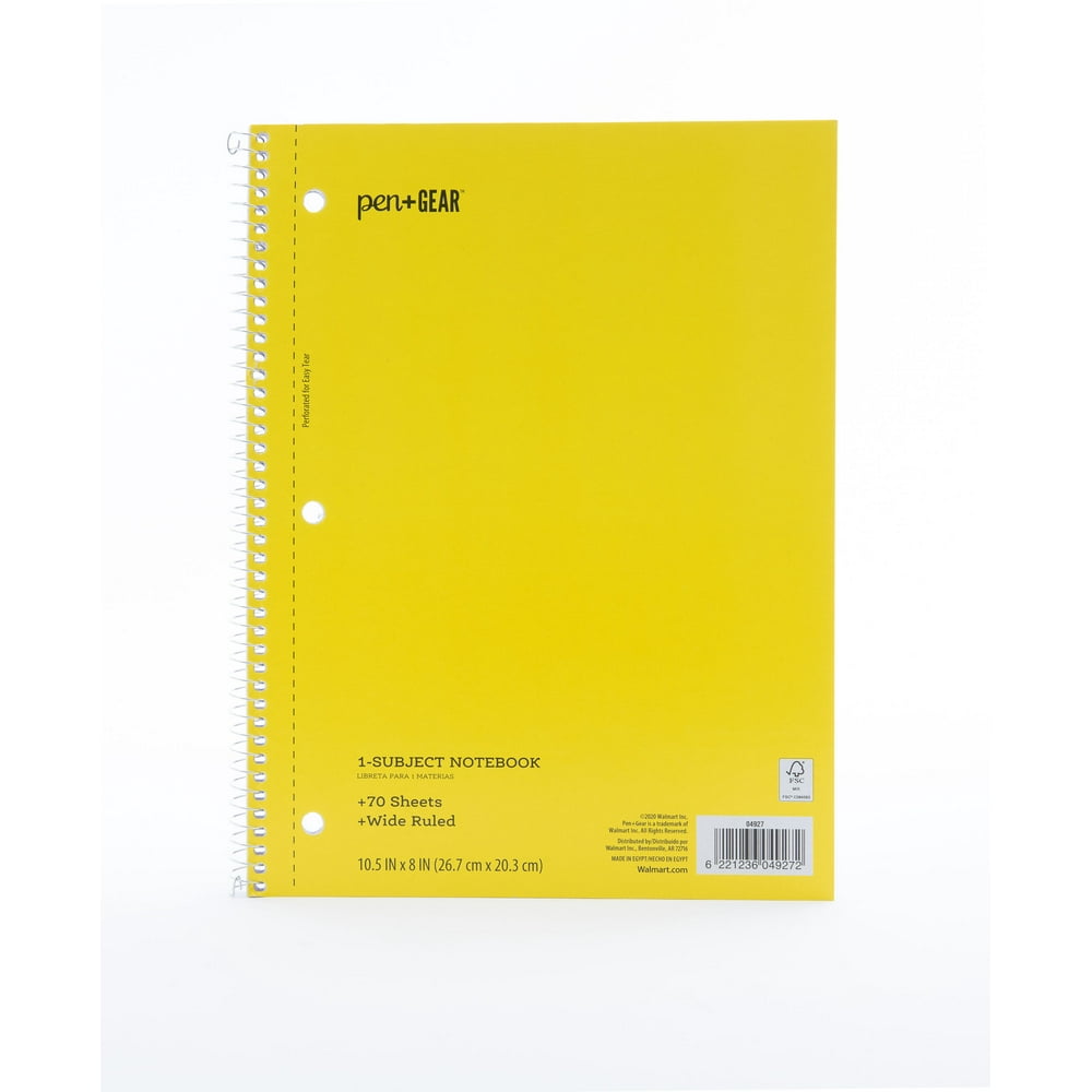 Pen Gear 1 Subject Notebook Wide Ruled Yellow 70 Sheets Walmart pen-gear-1-subject-notebook-wide-ruled-yellow-70-sheets-walmart