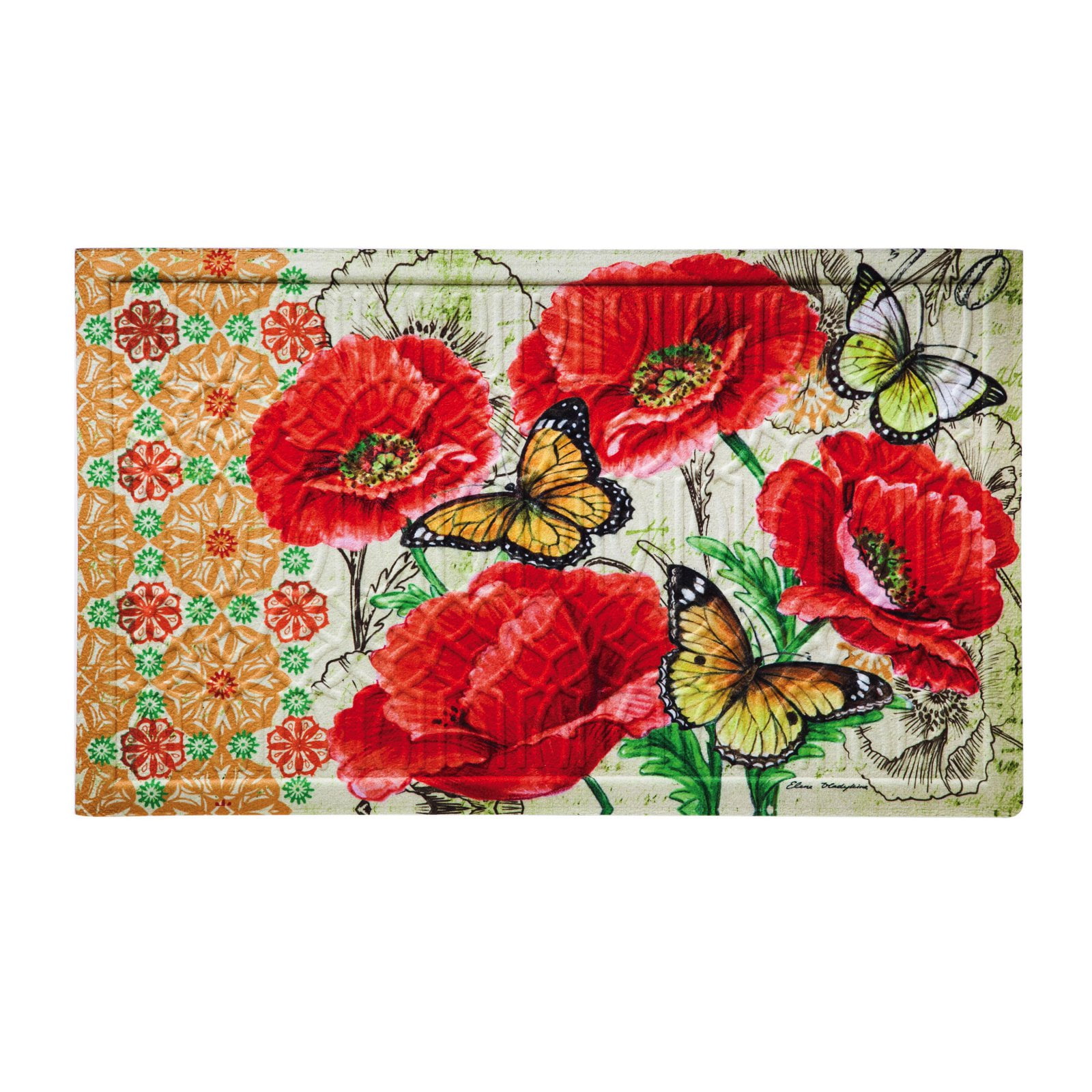 Evergreen Flag Bright Floral Embossed Floor Mat - Walmart.com