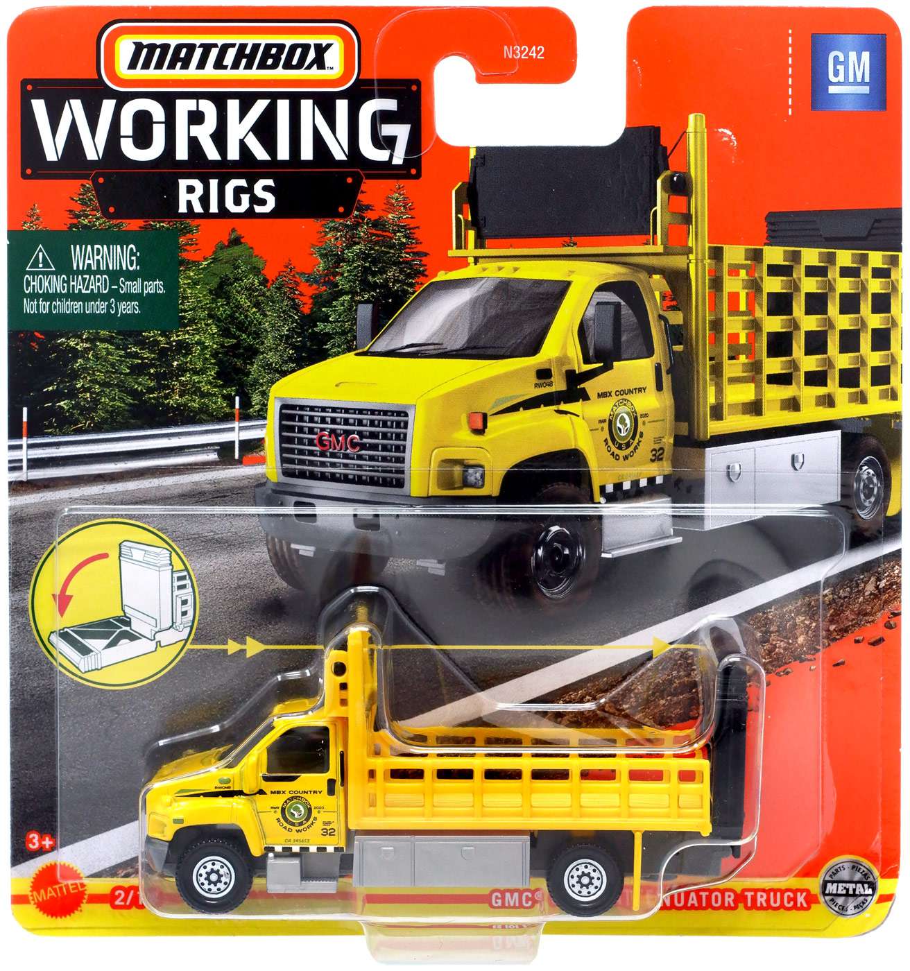 Matchbox Working Rigs GMC 3500 Attenuator Truck Diecast Vehicle (Orange ...