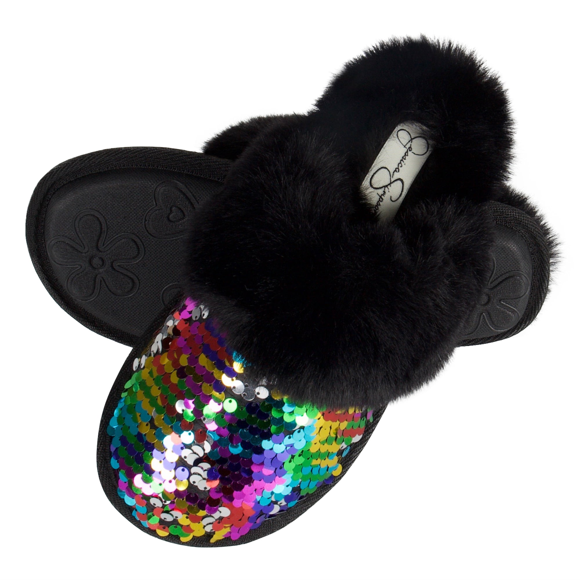 Jessica Simpson Girls Plush Slip on House Slippers With Memory Foam ...