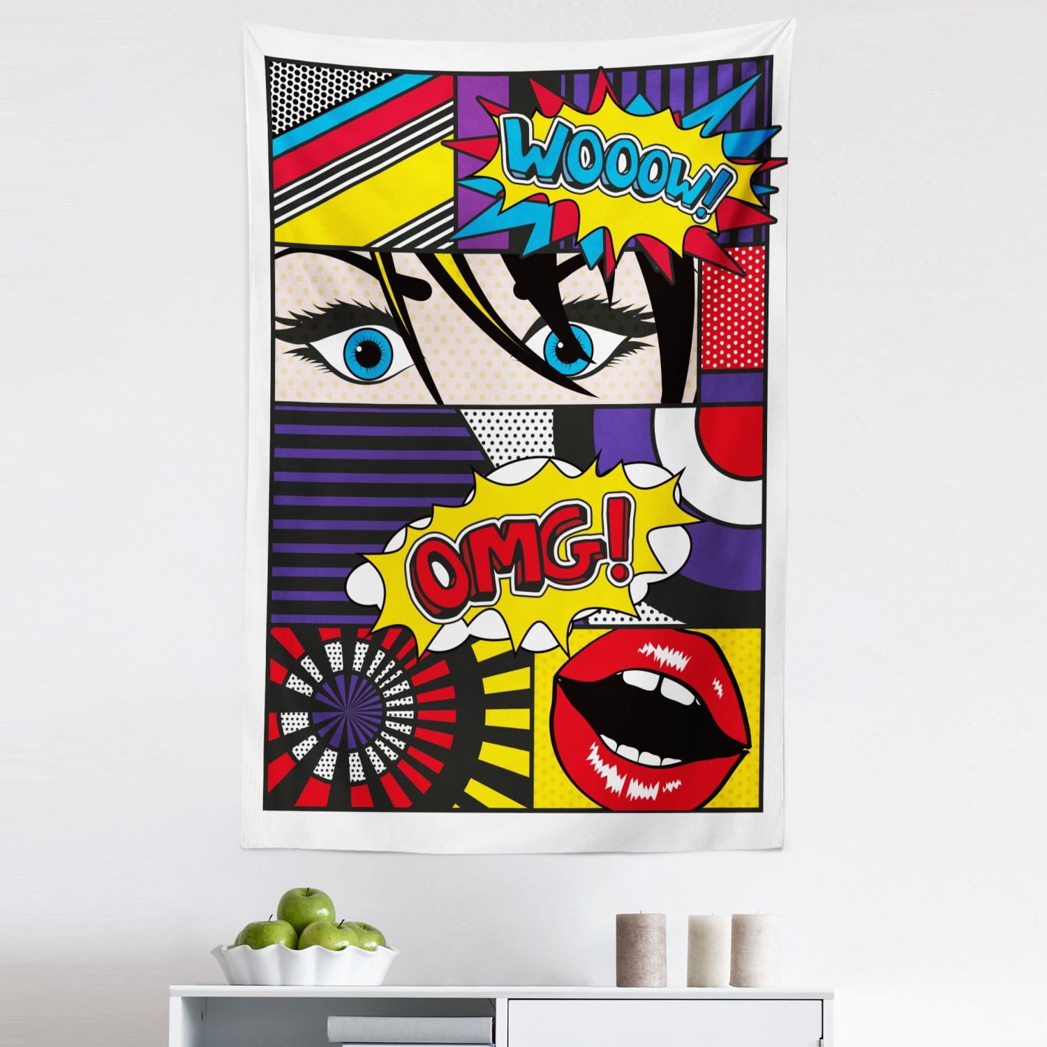 Art Tapestry, Comic Book Inspired Style Wooow Omg Eyes Reading Panels ...