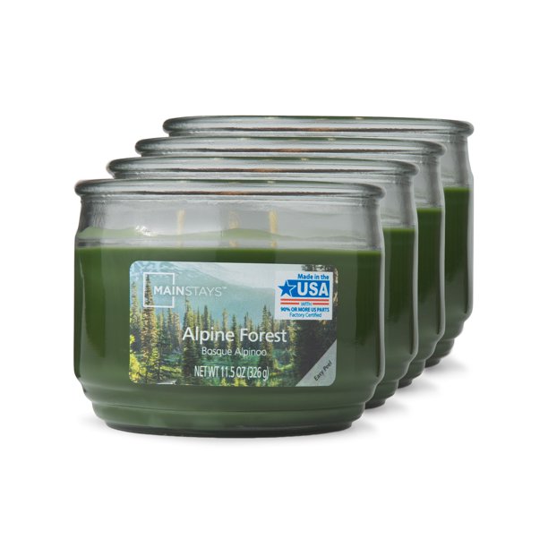 Mainstays Alpine Forest Scented 3-Wick Glass Jar Candle, 11.5 oz., 4 ...