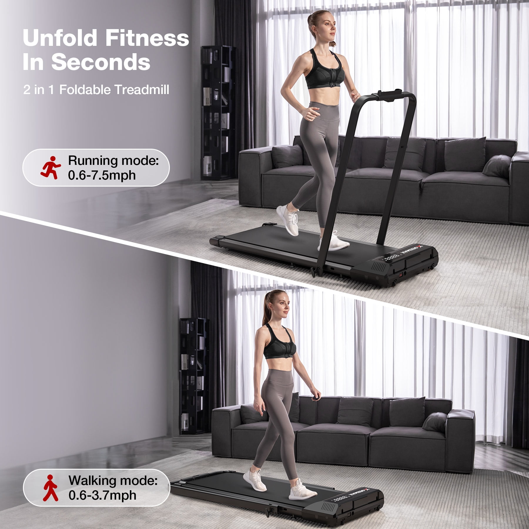 Compact 2-in-1 Folding Treadmill with Electric Motor and Desk in Nepal ...
