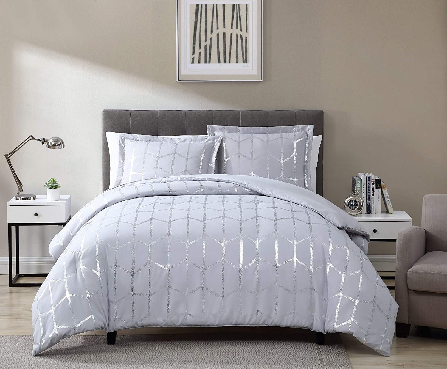 Chezmoi Collection Layna 3-Piece Geometric Metallic Print ...