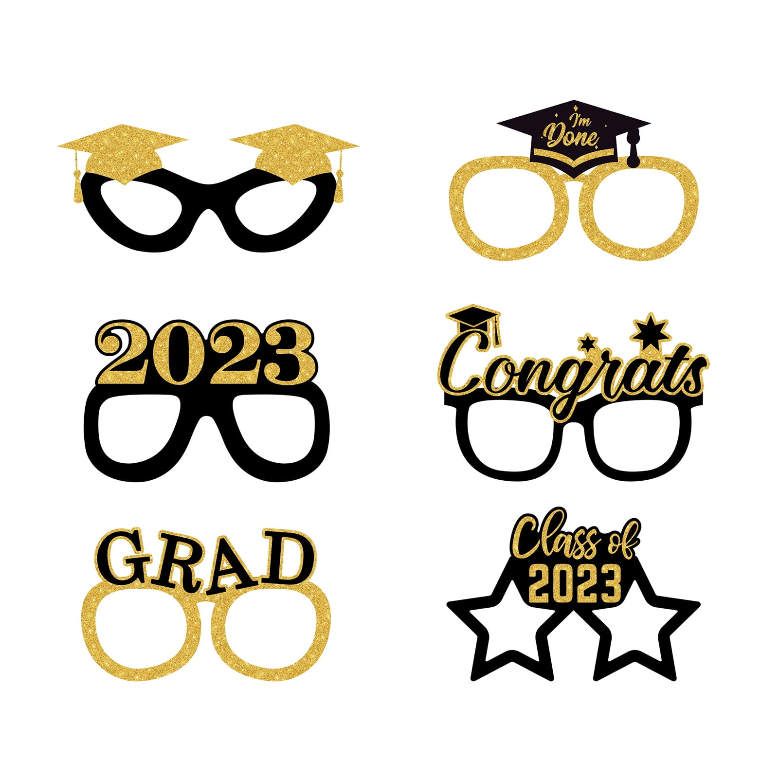 FaLX 6/8/9Pcs Grad Glasses with Shimmering Powder Glitter Paper 2023 ...