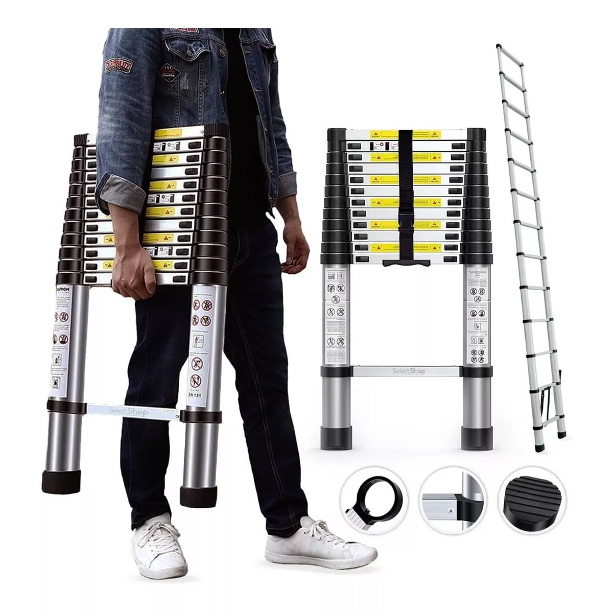 Escalera Telescópica 13 Peldaños Ajustable Retráctil 3.8 M | Walmart en ...